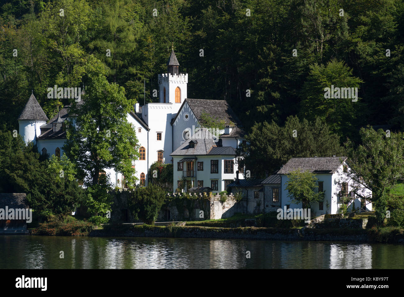 Castle Schloss on the Shoreline of Lake Hallstatt Stock Photo - Alamy