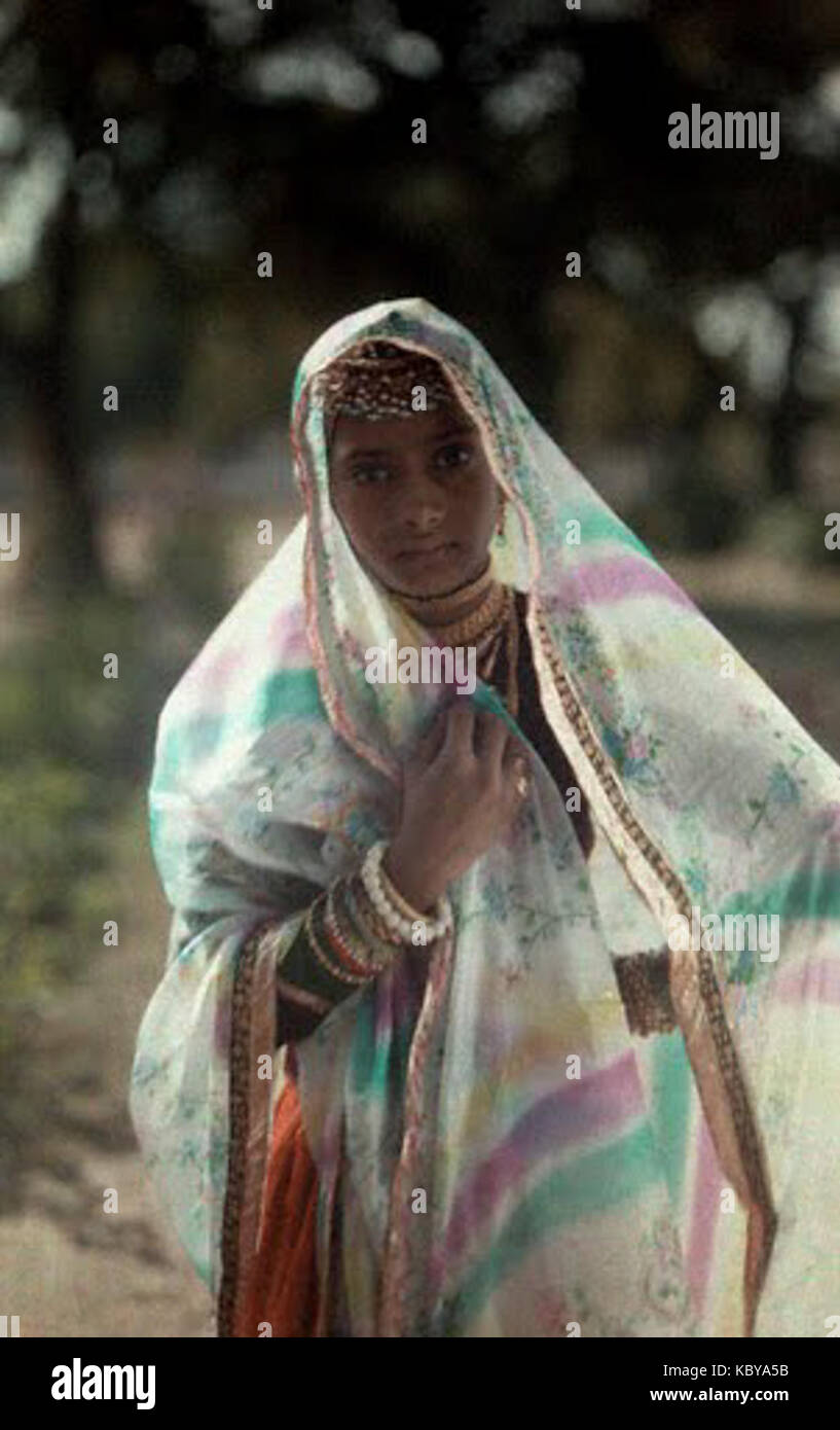 A Hindu girl poses for a photograph in a multicolored sari by Jules ...