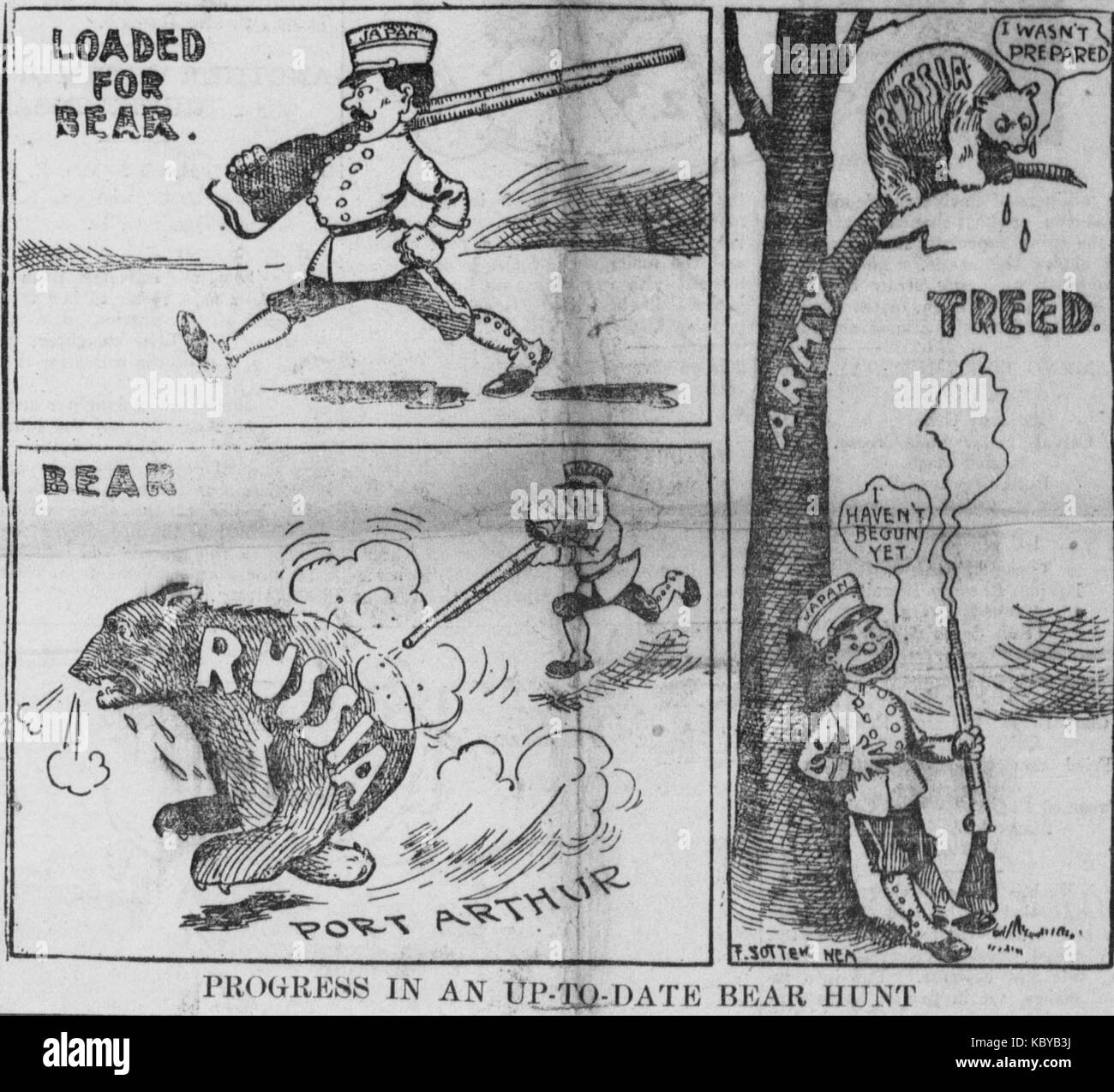 A political cartoon by Sottek depicting the Russo-Japanese War as a ...