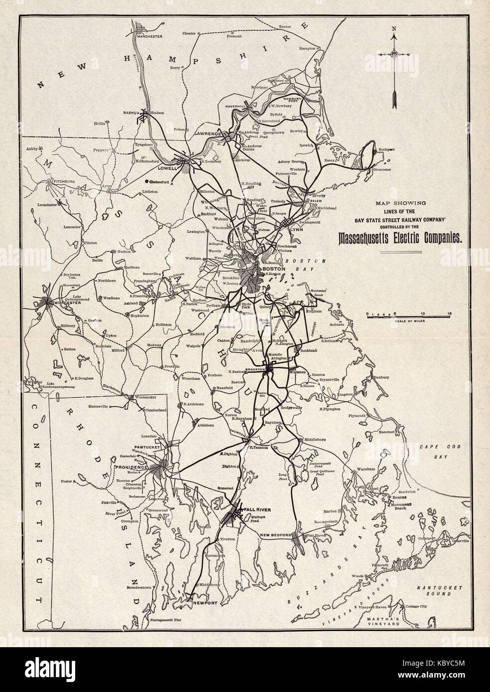 1913 Bay State Street Railway map Stock Photo - Alamy