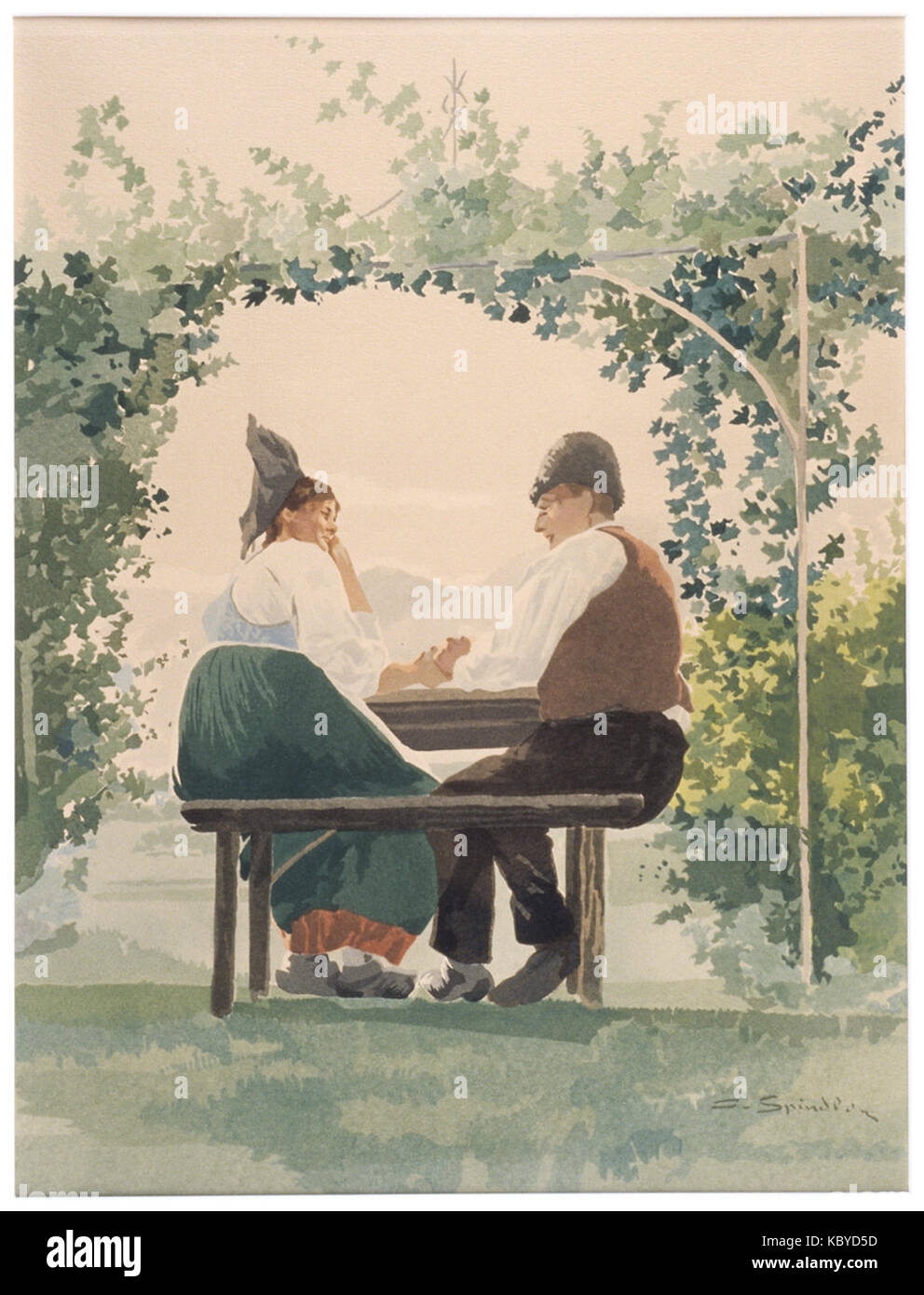 Charles Spindler, Couple sous une tonnelle Stock Photo - Alamy