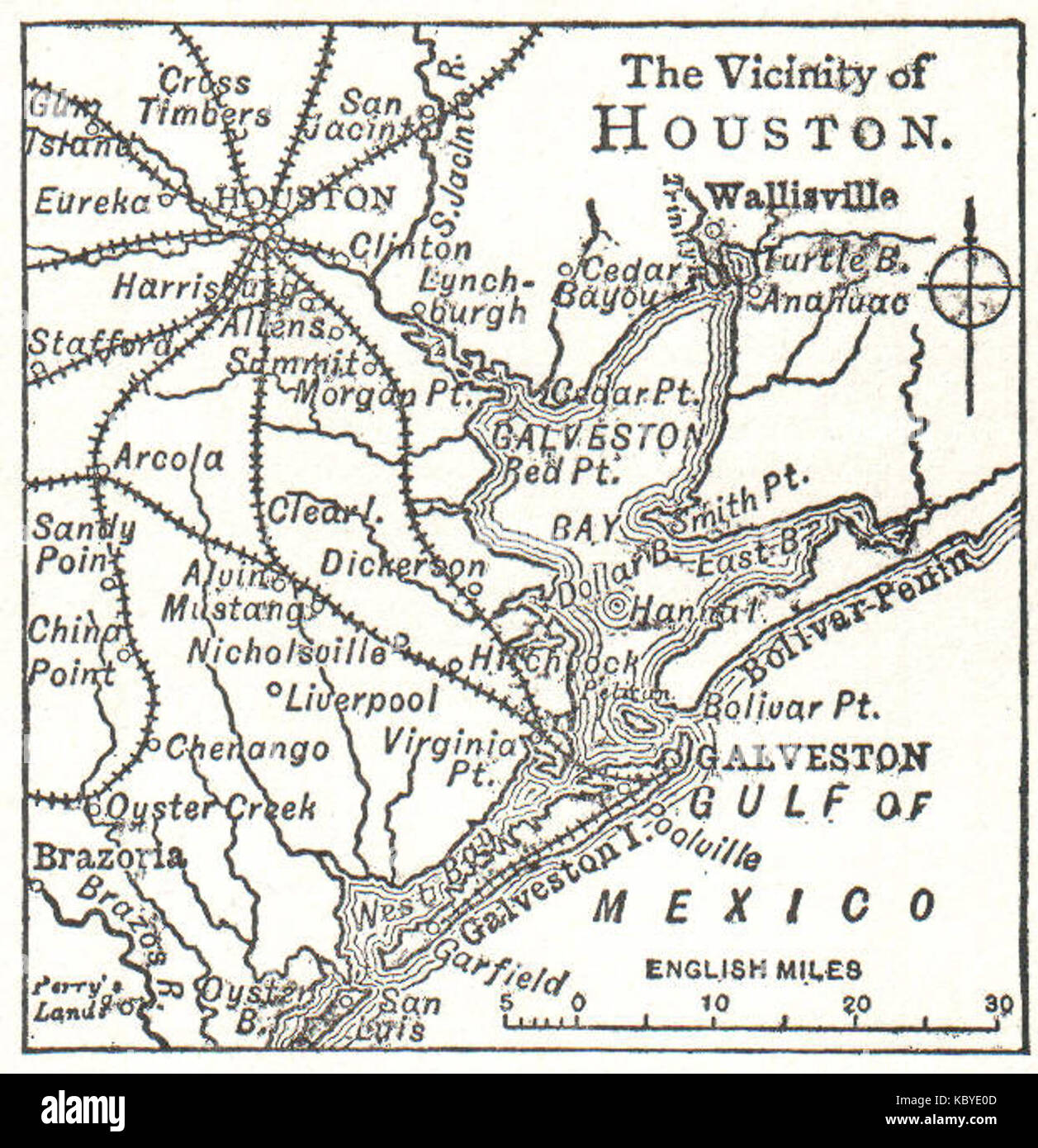 Old map of houston hi-res stock photography and images - Alamy
