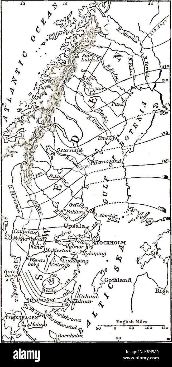 EB1911 Sweden map of ice periods Stock Photo - Alamy