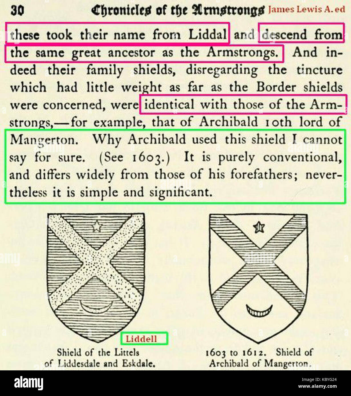 A description of arms of the Liddel and Armstrong using St Andrews ...