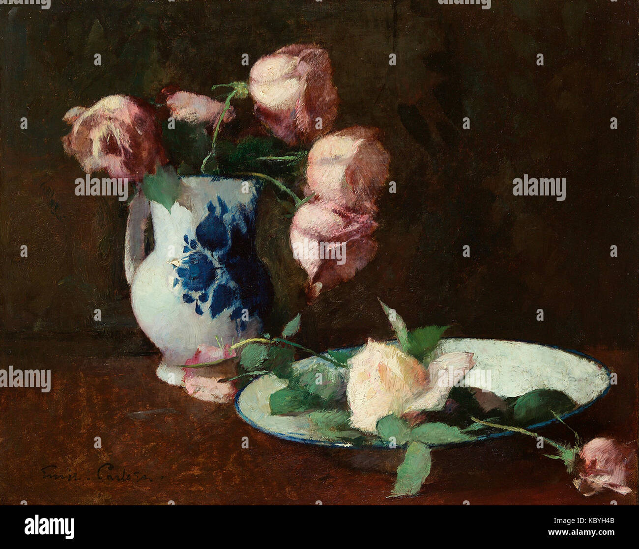 'Still Life, Roses' by Emil Carlsen, circa 1885 Stock Photo - Alamy