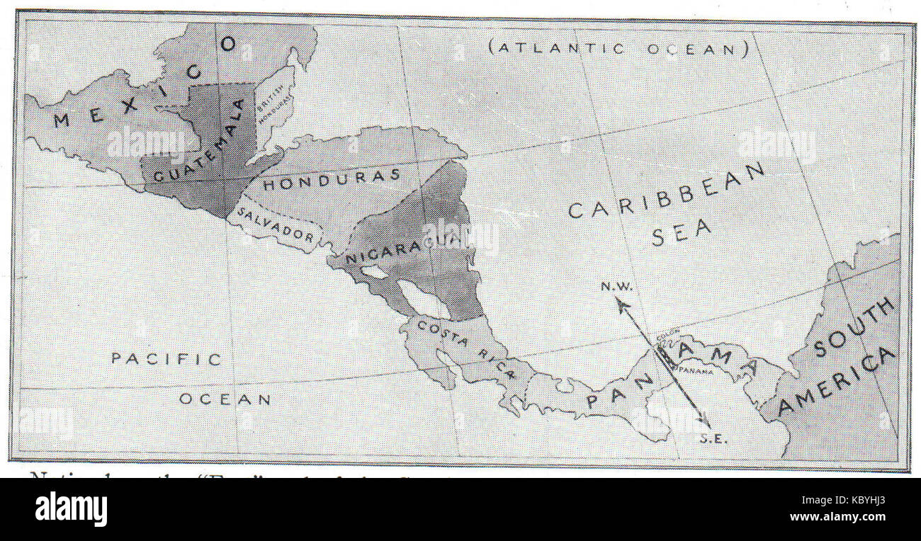 An illustration or map showing the direction of the Panama Canal ...