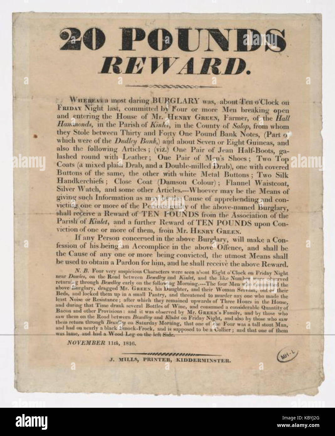 20 Pounds reward Stock Photo - Alamy