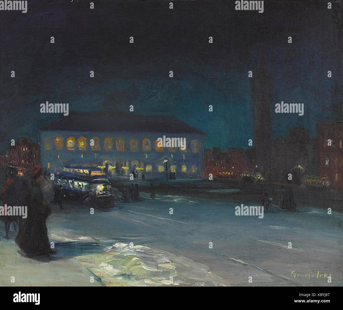 A painting by George Benjamin Luks depicting Copley Square in Boston ...