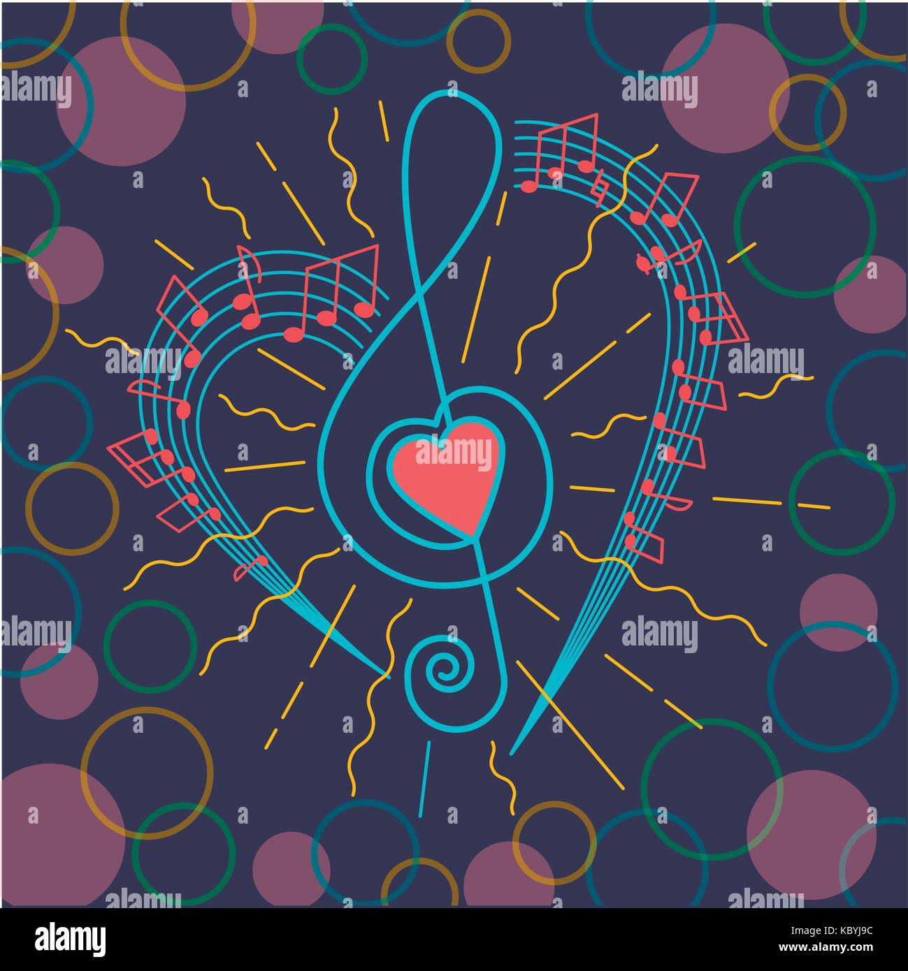 background of musical representation in the form of a treble clef with ...