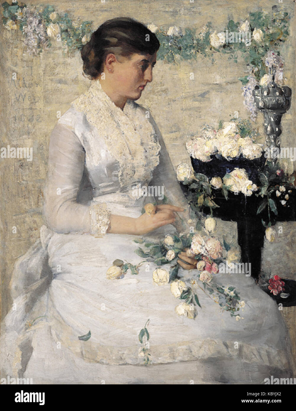 'Flora (Carrie Mansfield Weir)' by Julian Alden Weir, 1882 Stock Photo - Alamy