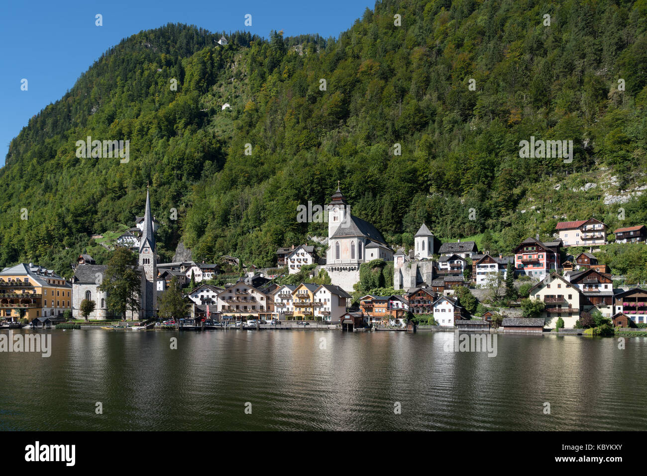 View of Hallstatt from Hallstatt Lake Stock Photo - Alamy