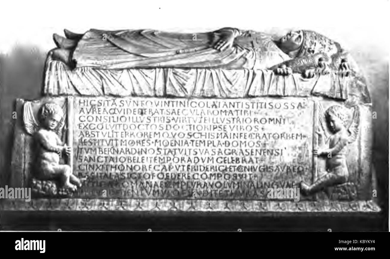 The tomb of Pope Nicholas V, located in St. Peter's Basilica, Rome, is ...