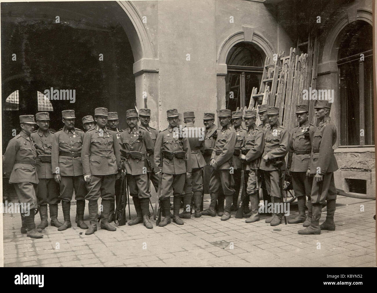This historical photograph, taken on May 13, 1916, in Laibach, depicts ...