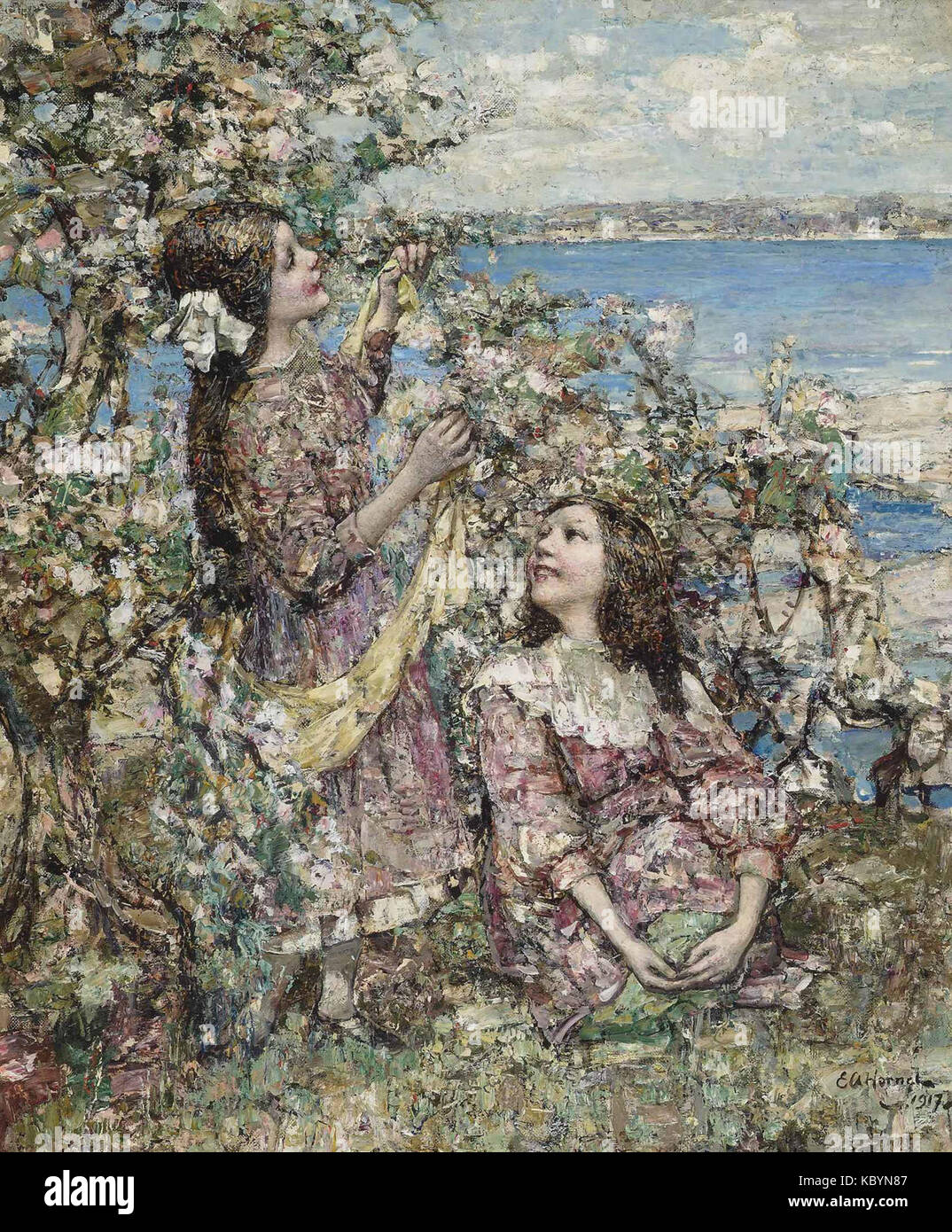 Edward Atkinson Hornel Amidst the spring blossom Stock Photo - Alamy