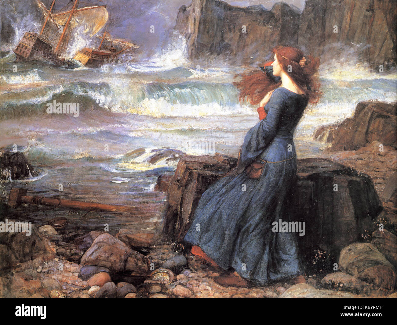 Waterhouse miranda the tempest Stock Photo - Alamy
