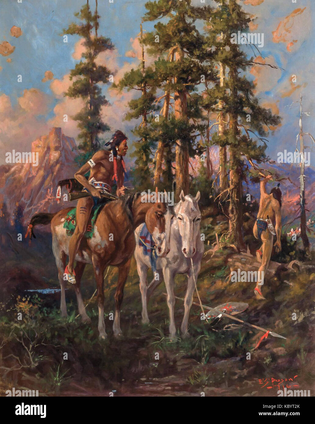 Two Scouts Watching Custer's Command by Edgar Samuel Paxson Stock Photo ...