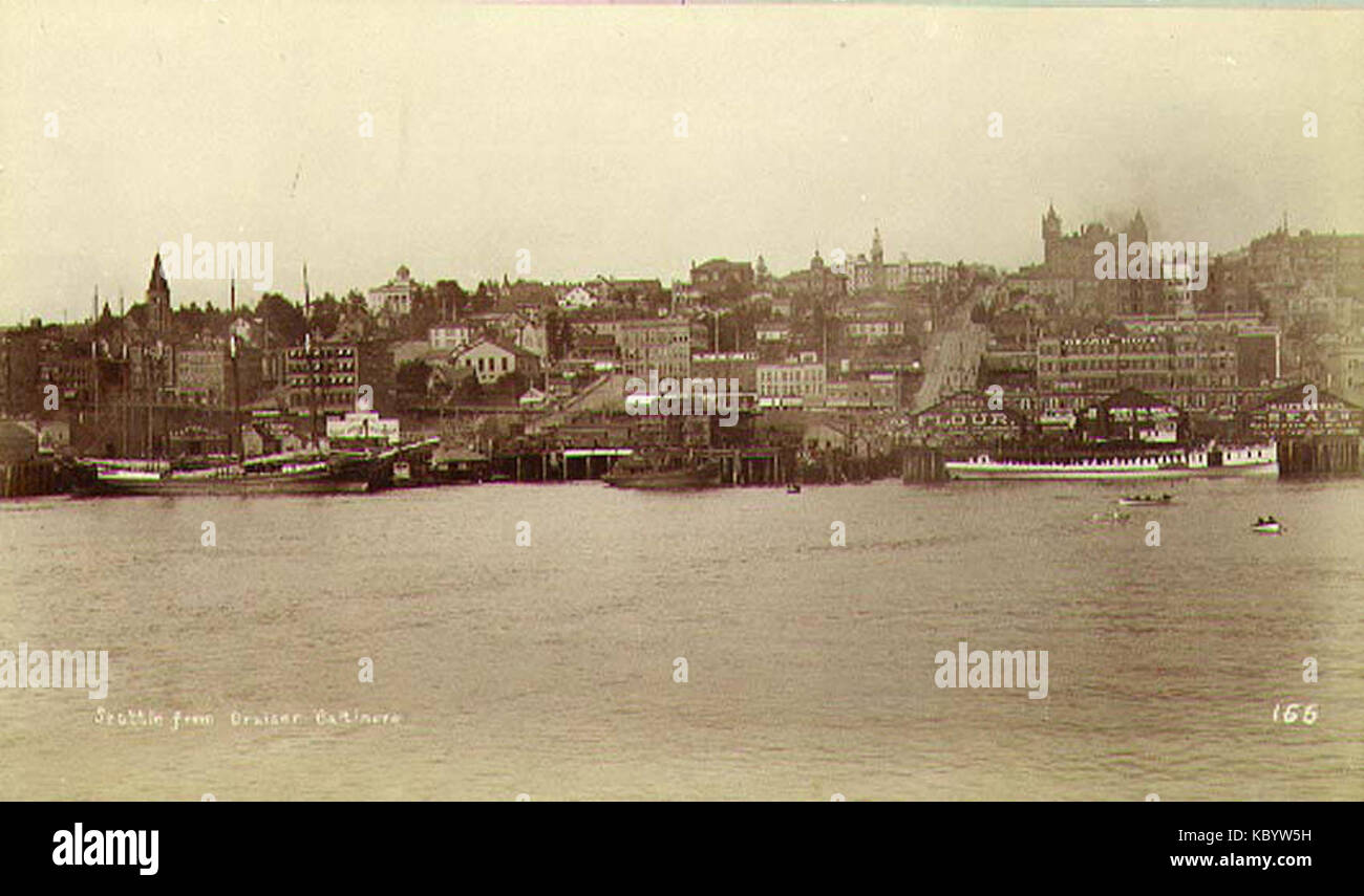 Waterfront from the cruiser USS BALTIMORE, Seattle, Washington, ca 1892 ...