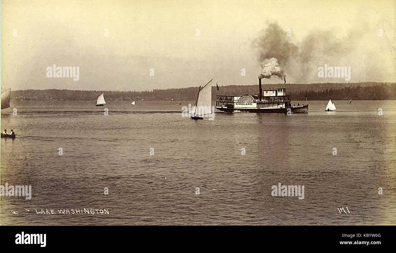 Sidewheel steam ferry KIRKLAND on Lake Washington, Seattle, Washington ...