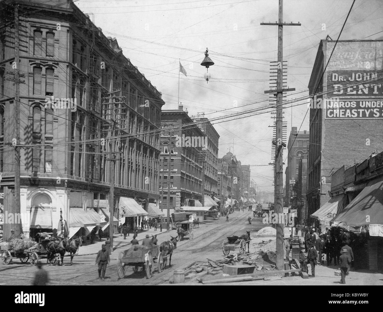 2nd Ave looking north from Yesler Way, Seattle, Washington, ca1895 ...