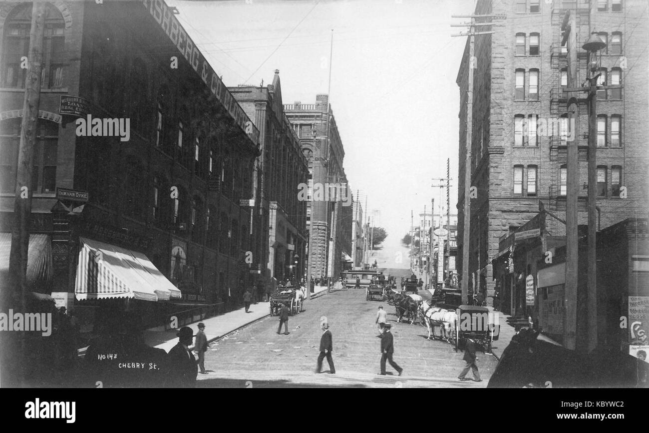 Cherry St from 1st Ave, Seattle, Washington, ca 1891 (LAROCHE 320 Stock ...