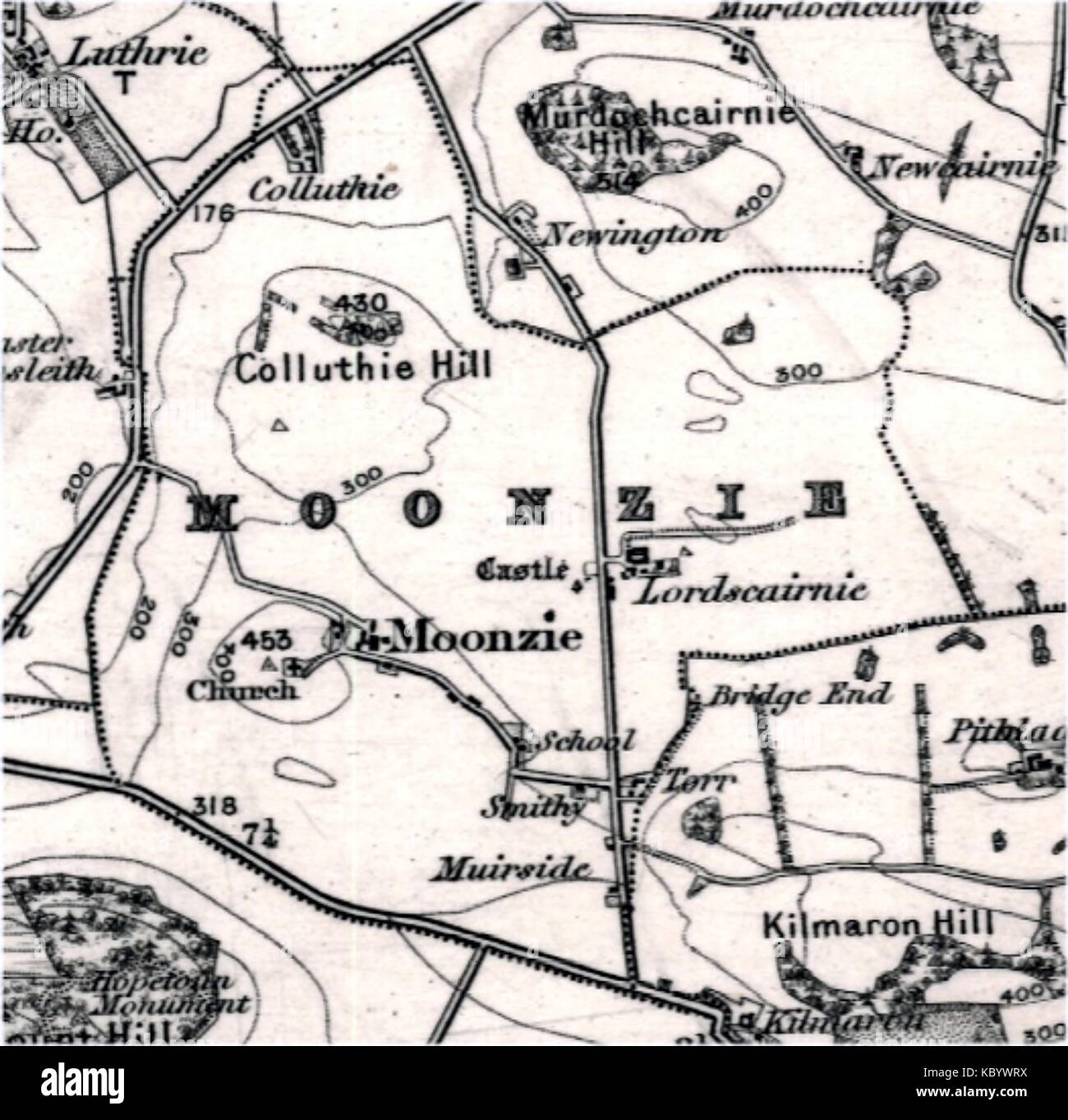 Moonzie map 1908 Stock Photo - Alamy