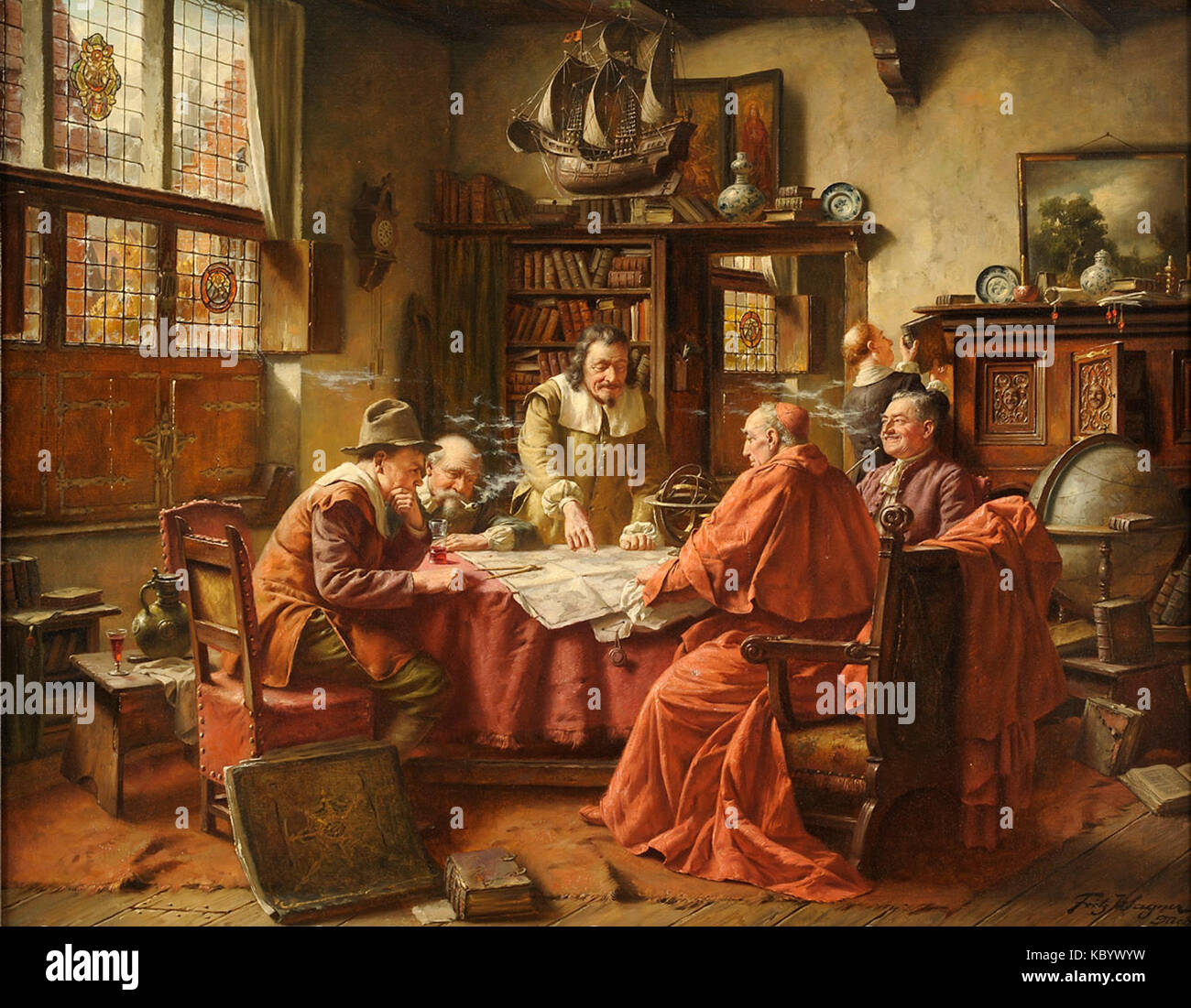 Fritz Wagner Herrenrunde mit Landkarte Stock Photo - Alamy