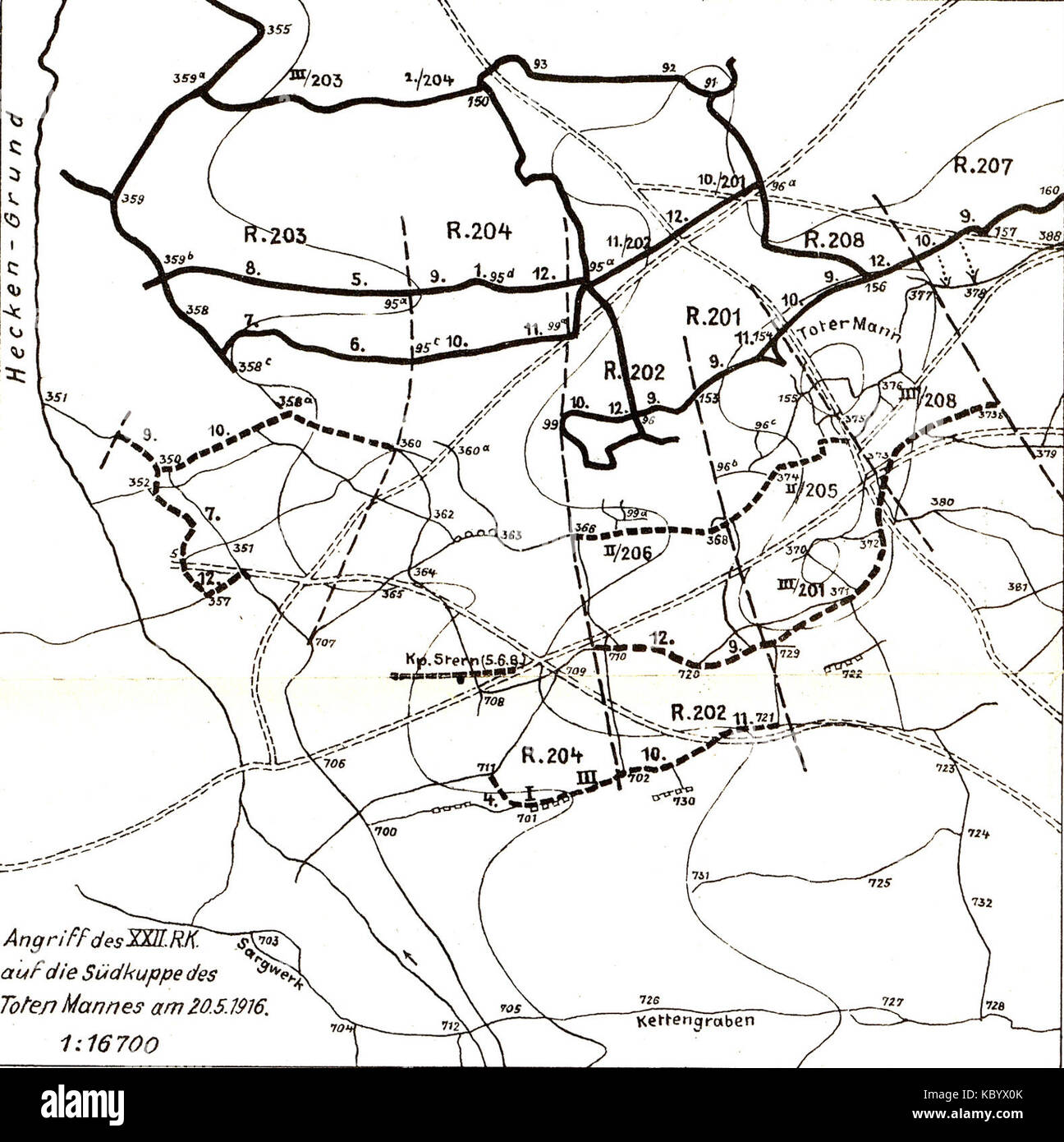 A historical image depicting the Battle of Verdun on May 20, 1916 ...