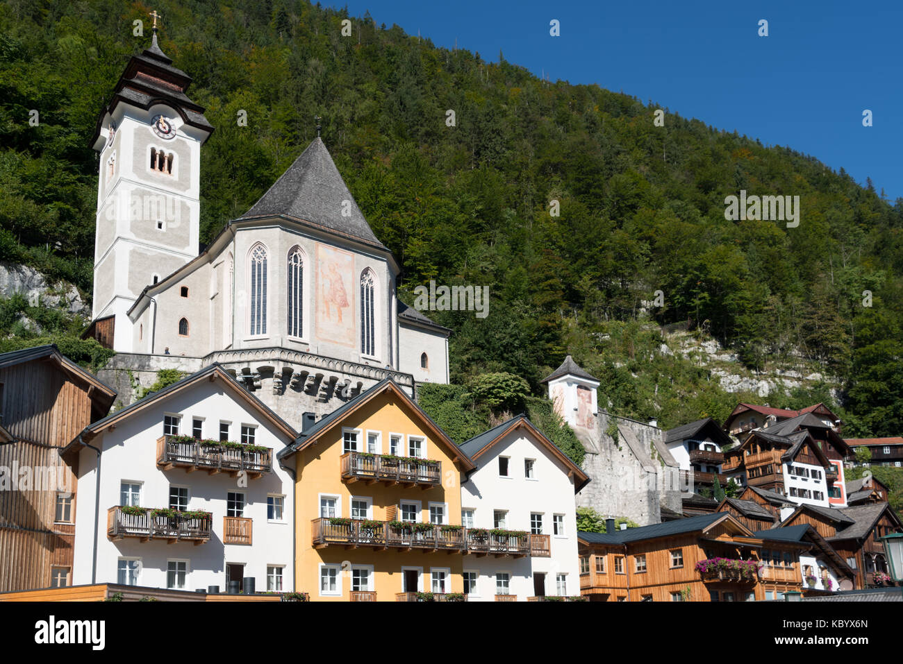 View of the Maria Hilf Pilgrimage Church in Hallstatt Stock Photo - Alamy