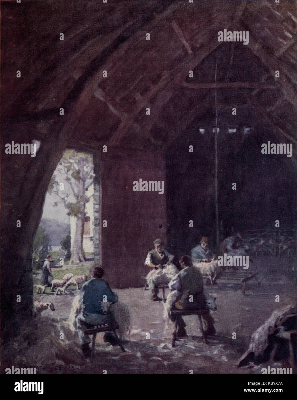 Sheep Shearing, Esthwaite Hall Farm The English Lakes A. Heaton Cooper ...