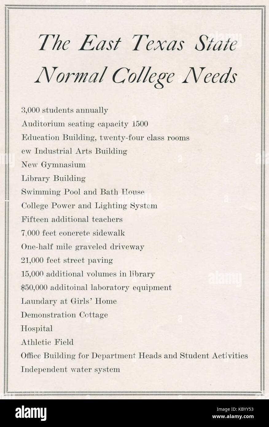 1922 Locust yearbook p. 253 (The East Texas State Normal College Needs ...