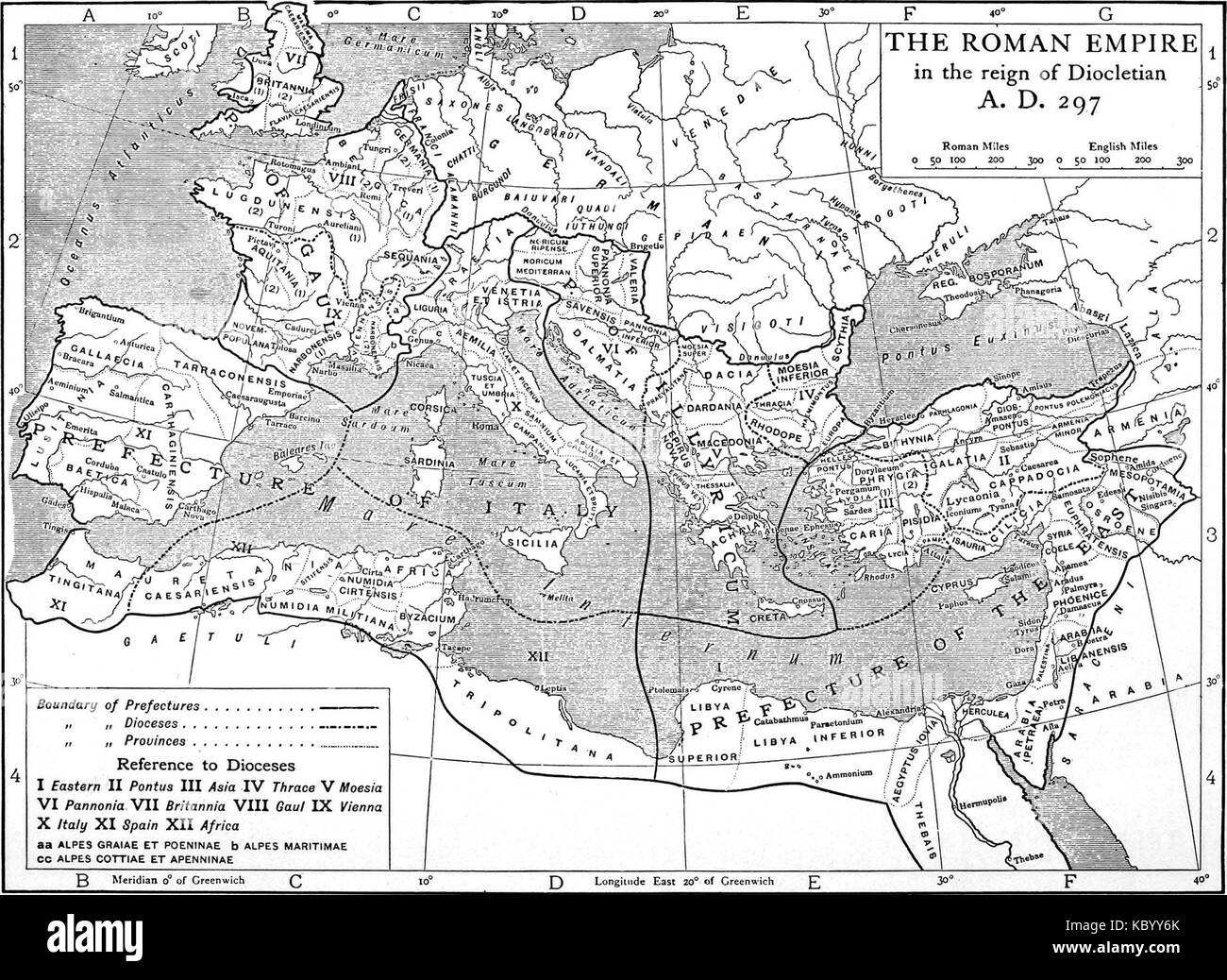 Blackline map of roman empire