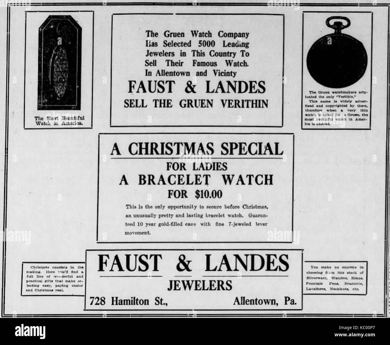 1917 Faust & Landes Newspaper Ad Allentown PA Stock Photo - Alamy