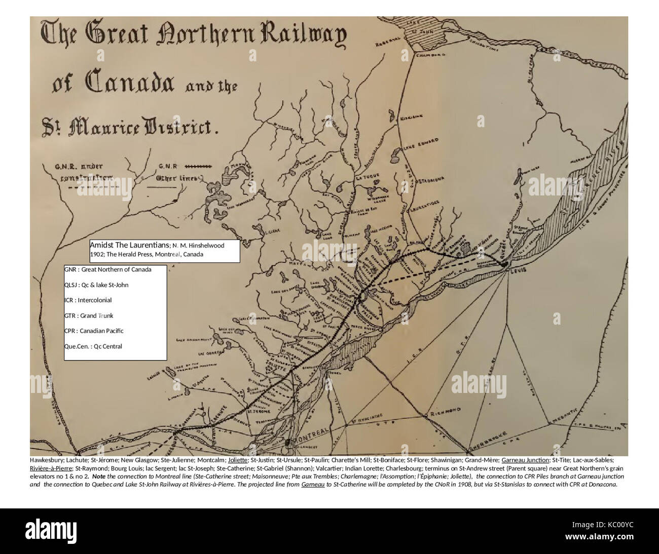 1902 map of Great Northern Raiway of Canada Stock Photo - Alamy