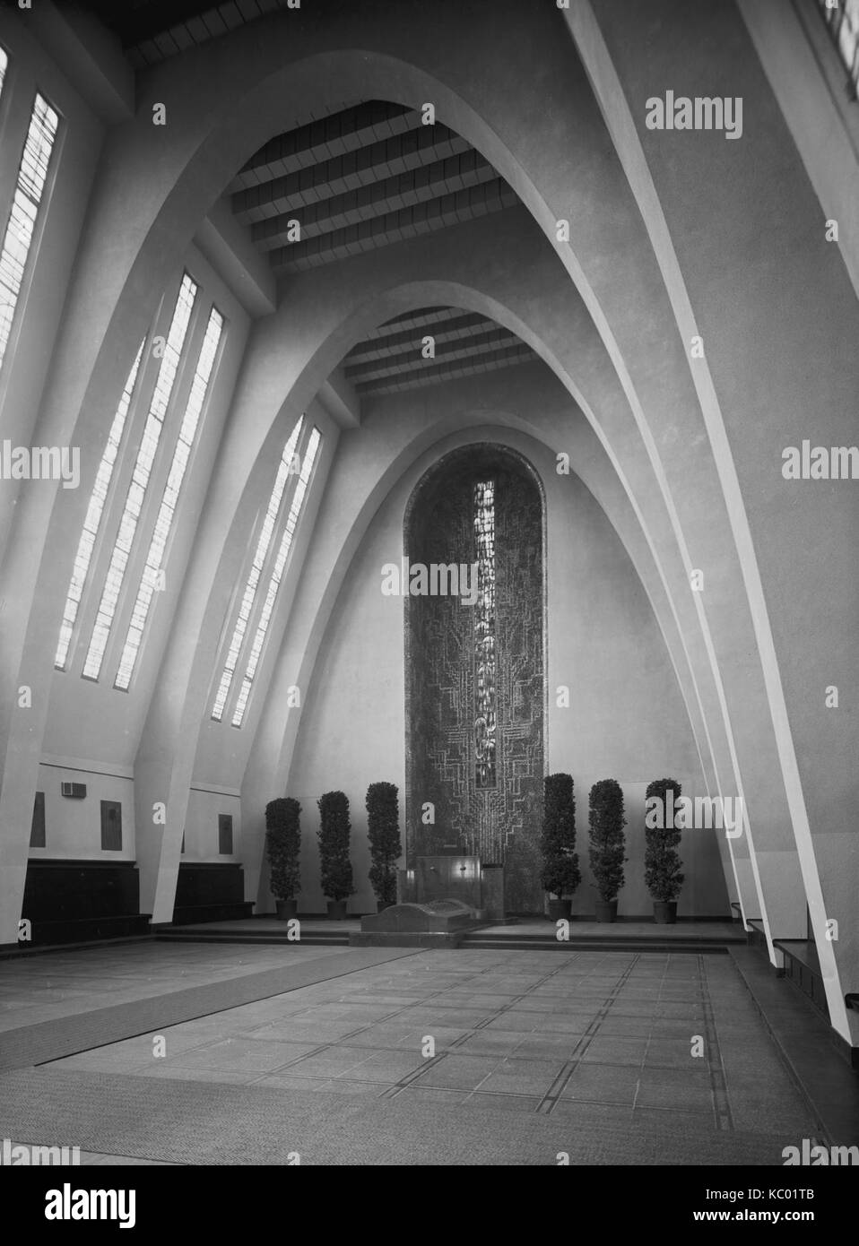 The photograph captures the Krematorium Ohlsdorf, a crematorium located ...