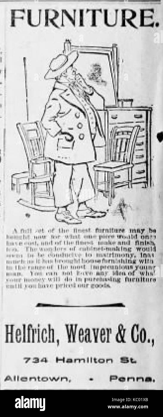 1894 Helfrich, Weaver & Company Newspaper Ad Allentown PA Stock Photo ...