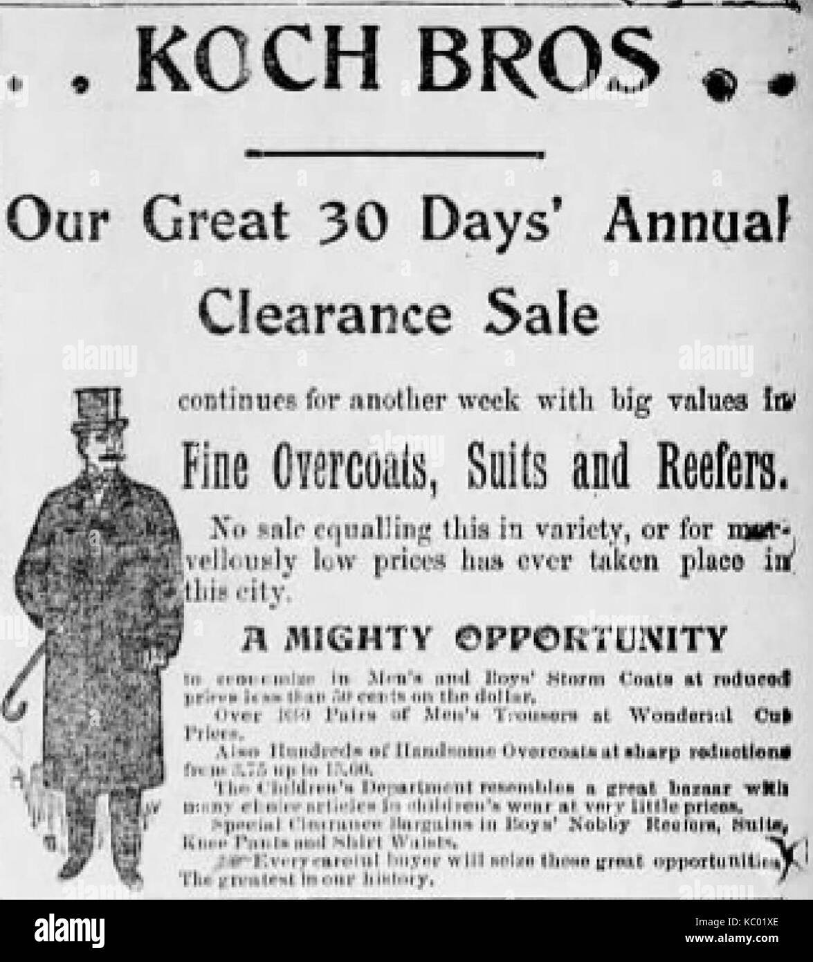 1898 Koch Brothers Newspaper Ad Allentown PA Stock Photo - Alamy