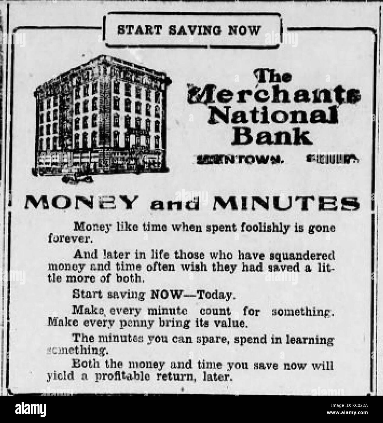 1918 Merchants National Bank Newspaper Ad Allentown PA Stock Photo - Alamy