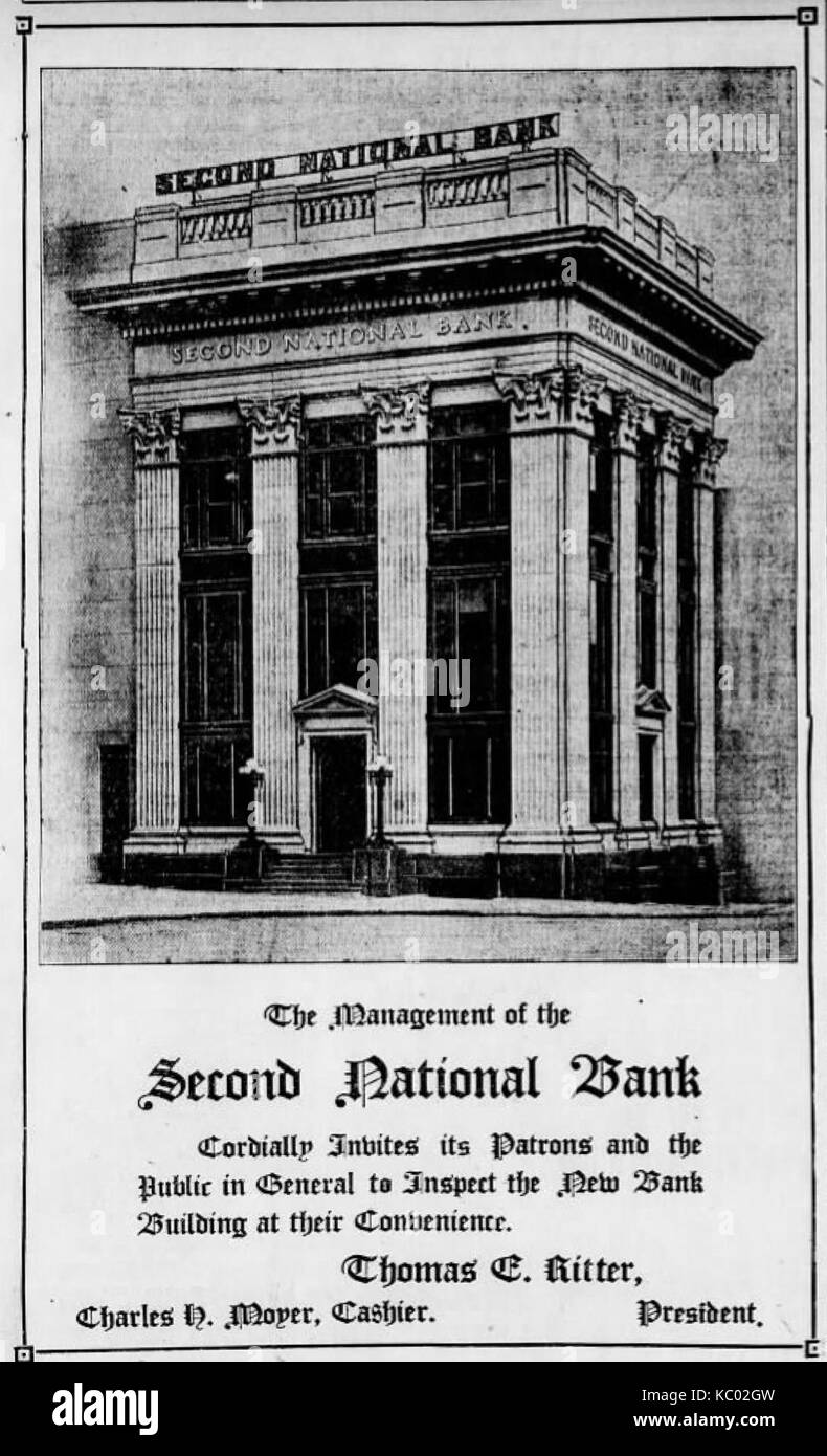 1916 Second National Bank Newspaper Ad Allentown PA Stock Photo - Alamy