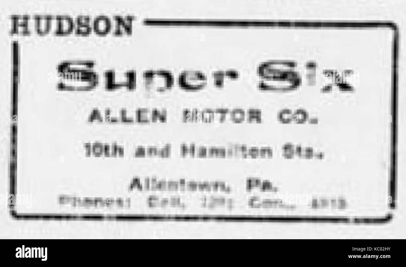 1917 Allen Motor Company Newspaper Ad Allentown PA Stock Photo - Alamy
