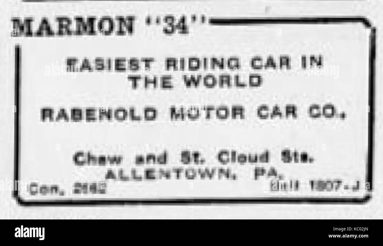 1917 Rabenold Motor Company Newspaper Ad Allentown PA Stock Photo - Alamy