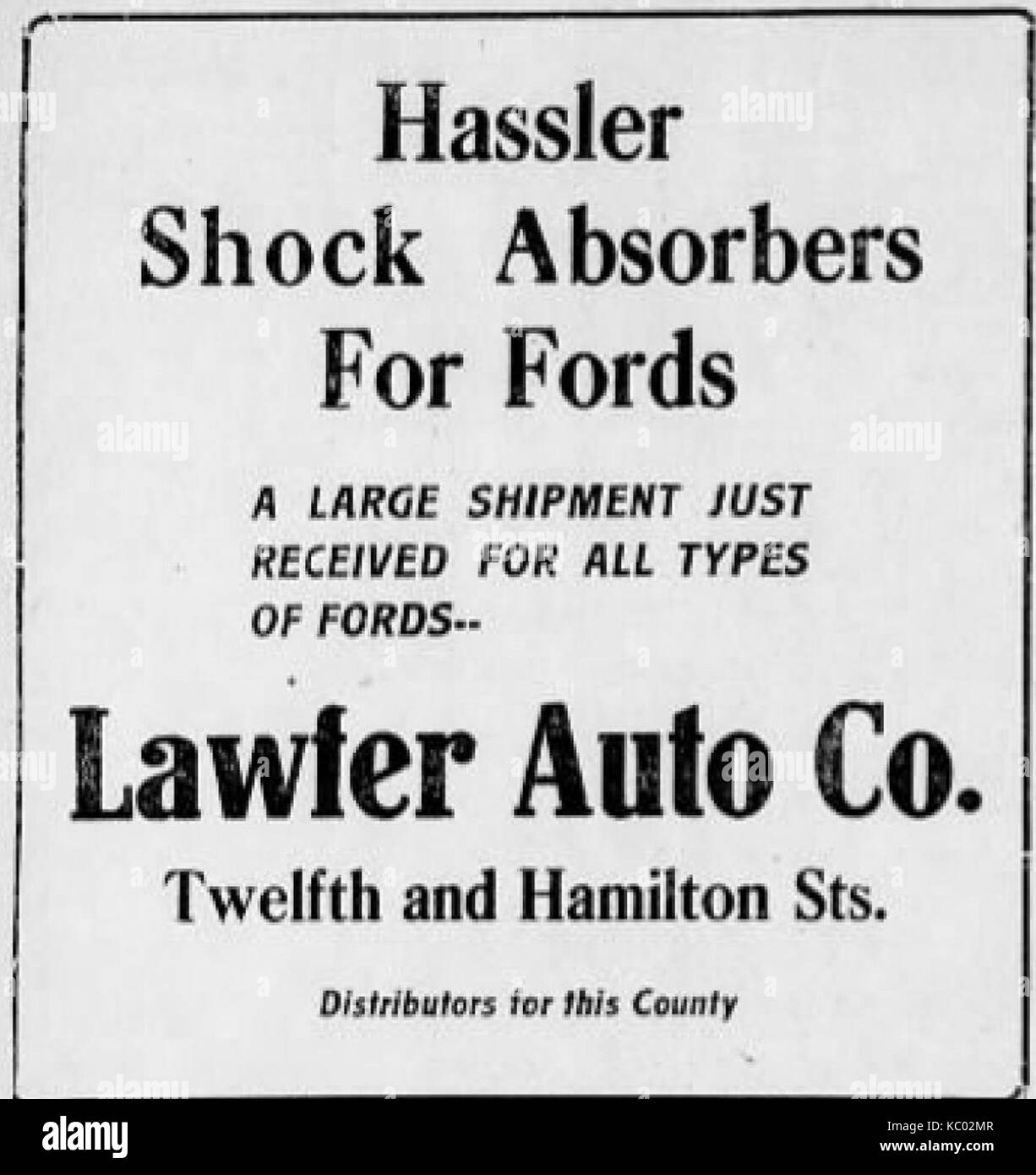1918 Lawfer Auto Company Newspaper Ad Allentown PA Stock Photo - Alamy