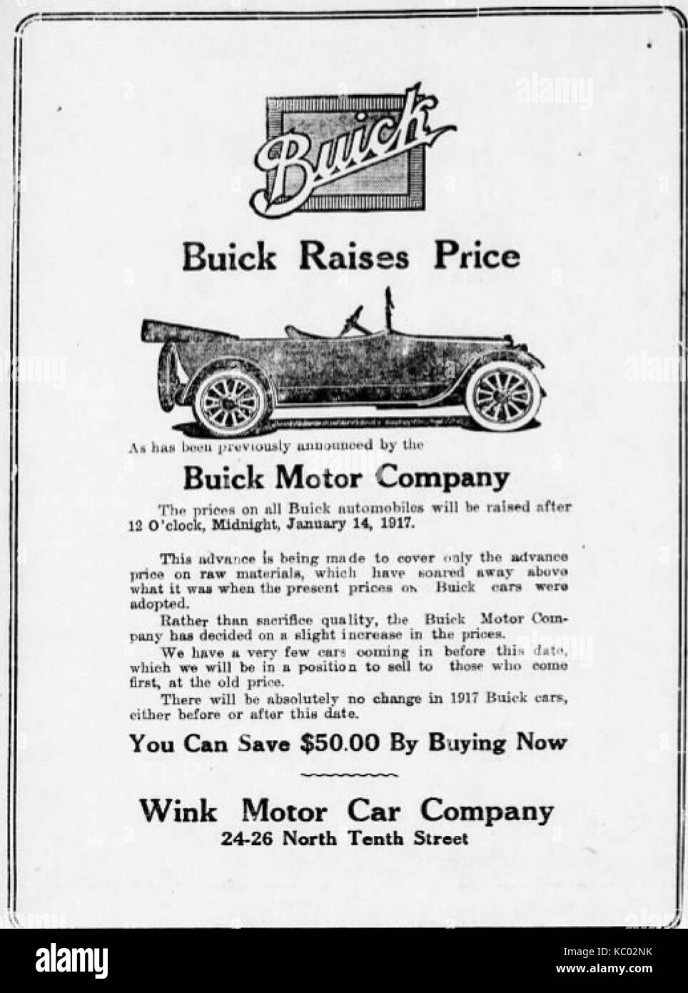 1917 Wink Motor Car Company Newspaper Ad3 Allentown PA Stock Photo - Alamy