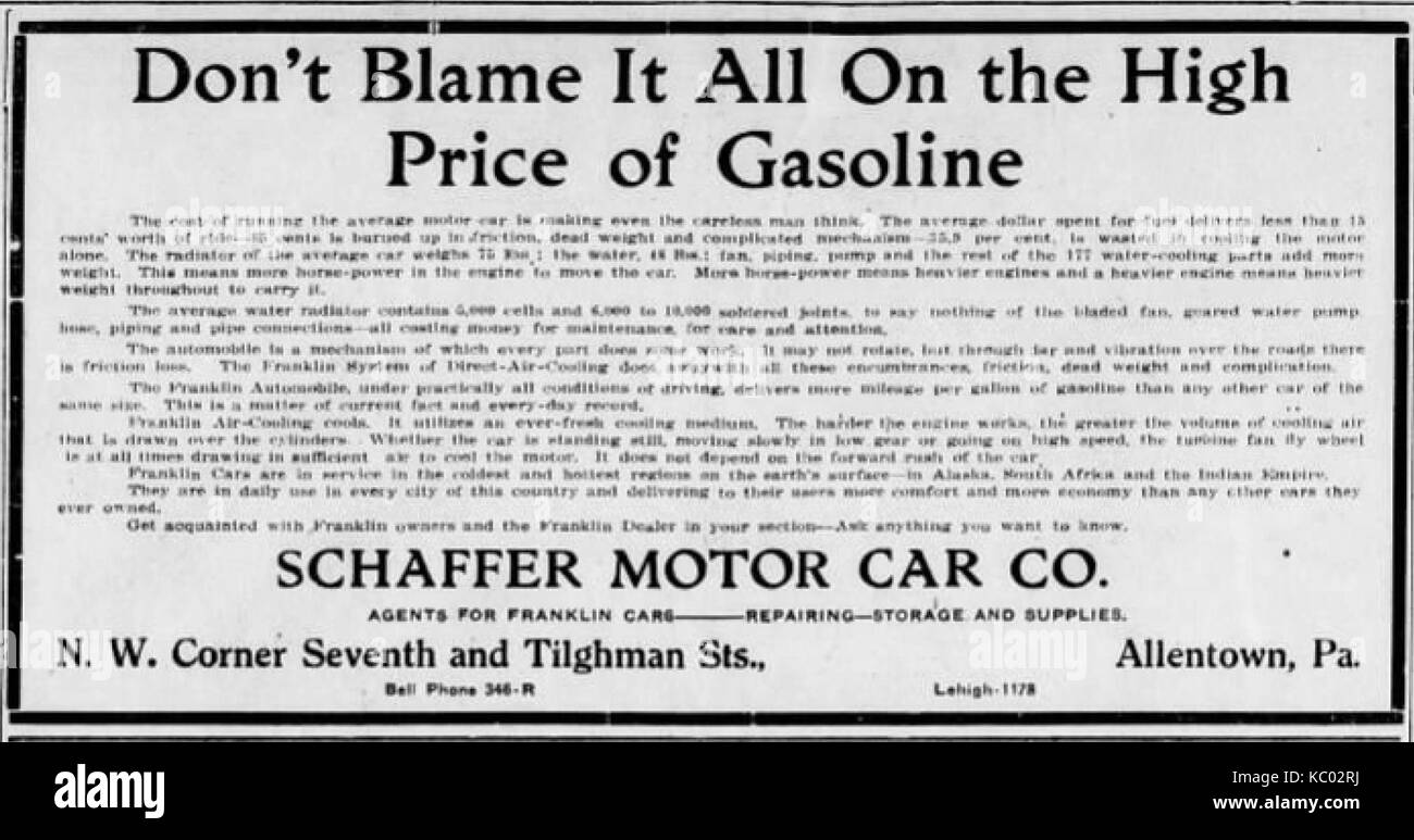 This advertisement from 1916 promotes vehicles from the Schaffer Motor ...