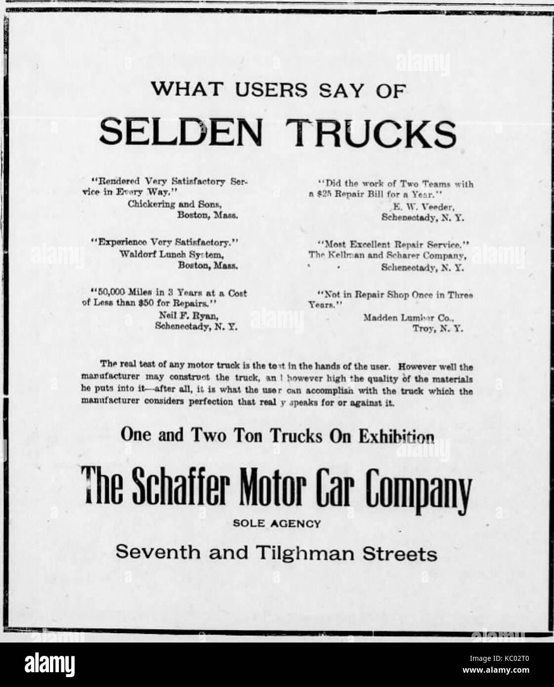 1917 Schaffer Motor Car Company Newspaper Ad4 Allentown PA Stock Photo ...