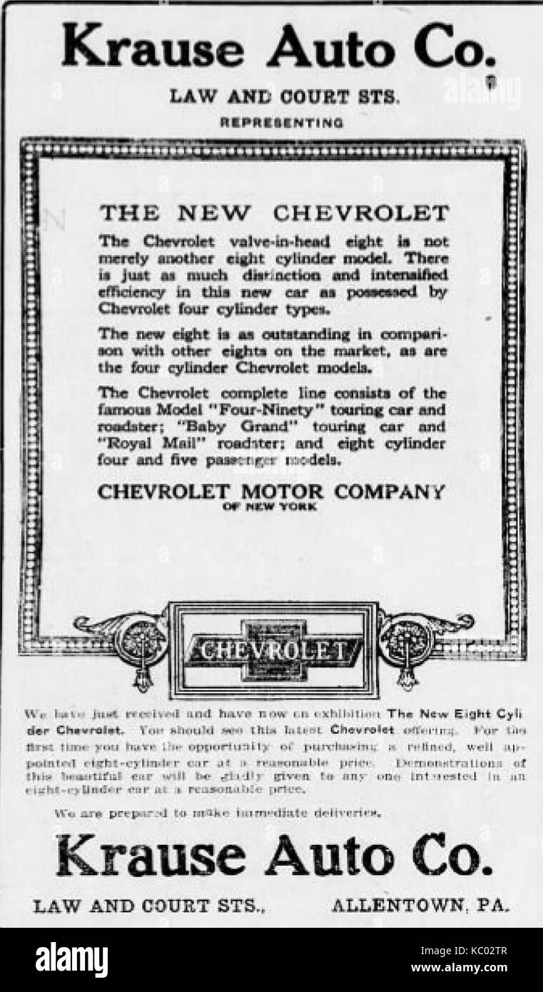 An advertisement from the Krause Auto Company in 1917, showcasing their ...