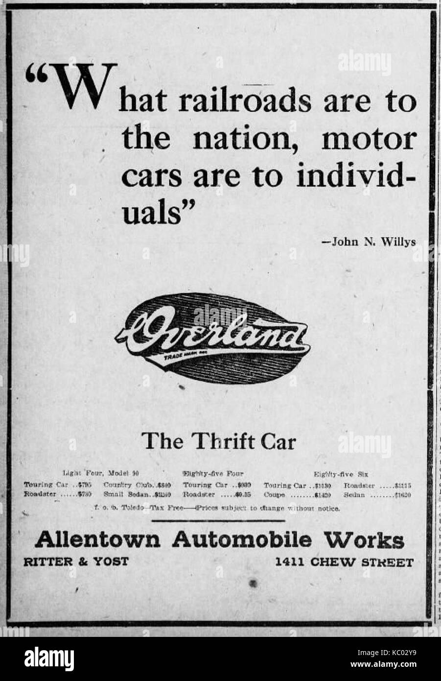 1918 Ritter & Yost Auto Company Newspaper Ad Allentown PA Stock Photo ... 1918 Ritter & Yost Auto Company Newspaper Ad Allentown PA Stock Photo ...