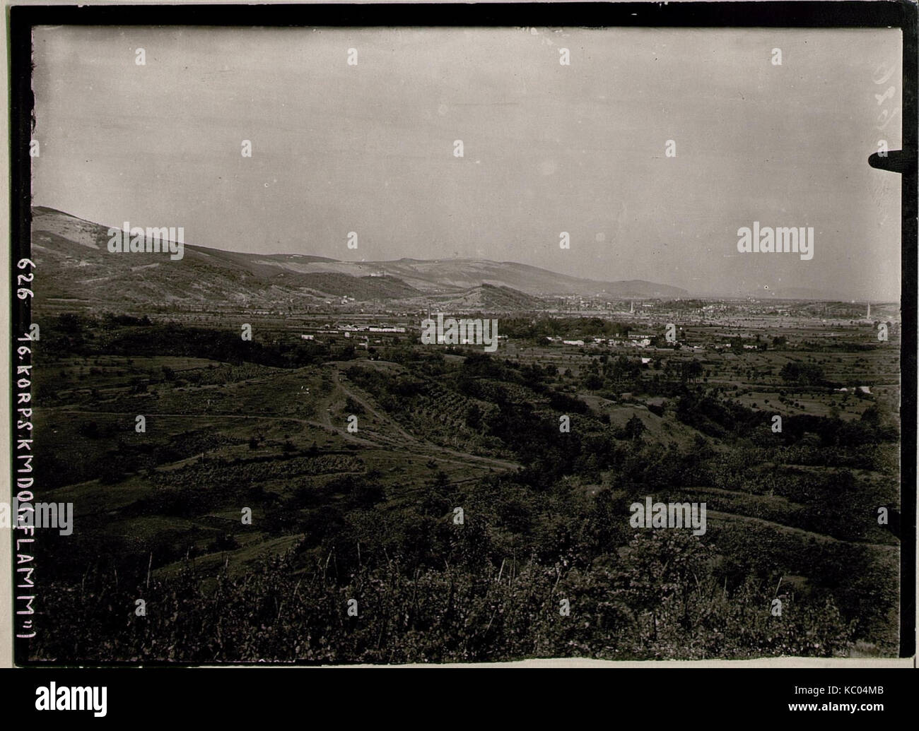 This historic photograph shows the view of Monte San Michele and ...
