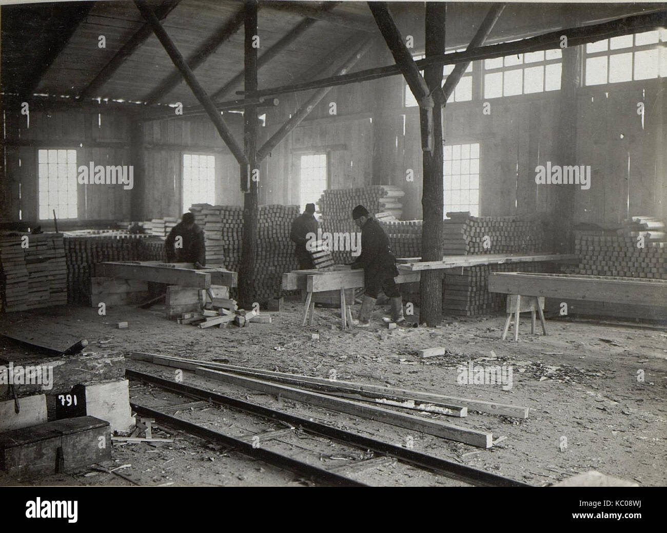 This image depicts wood processing in Galicia, a historical region ...