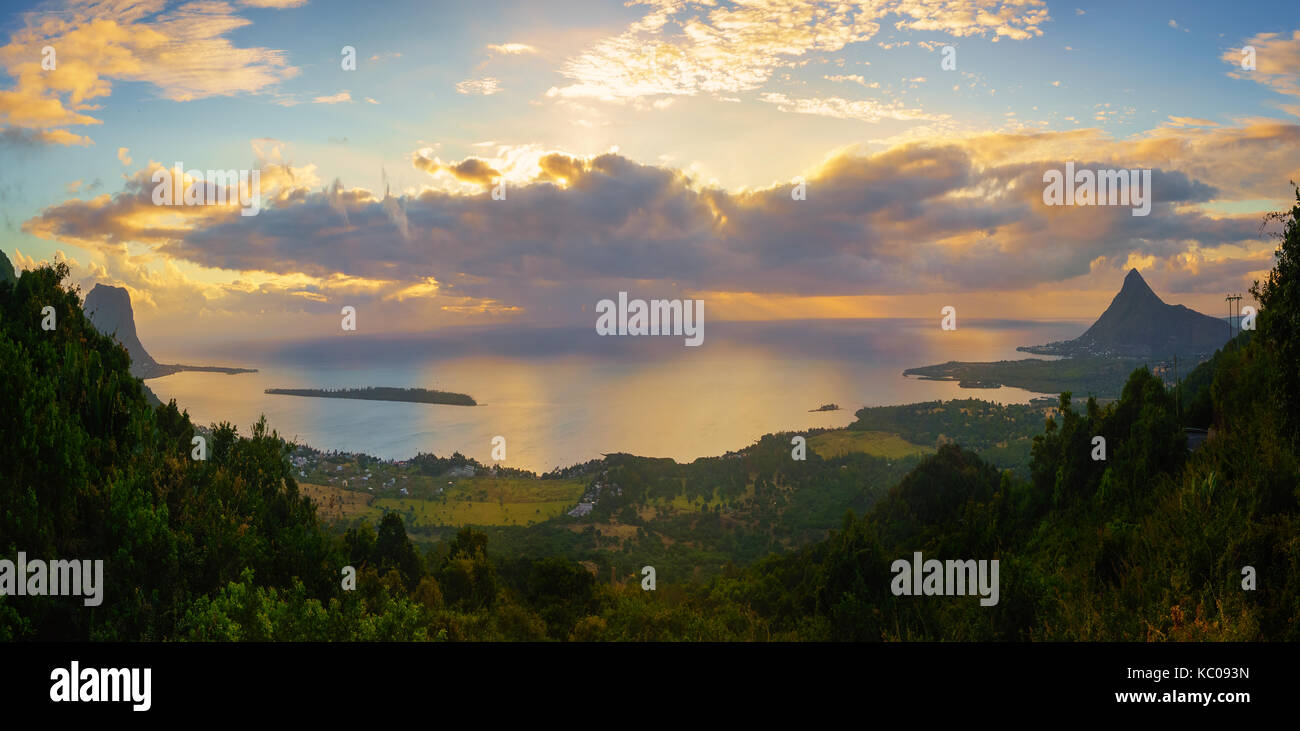 View from Piton de la Petite Riviere Noire, highest peak of Mauritius ...