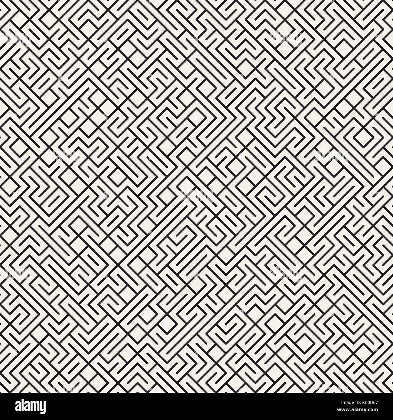 Vector Seamless Irregular Lines Grid Pattern. Trendy Monochrome Texture. Abstract Geometric ...